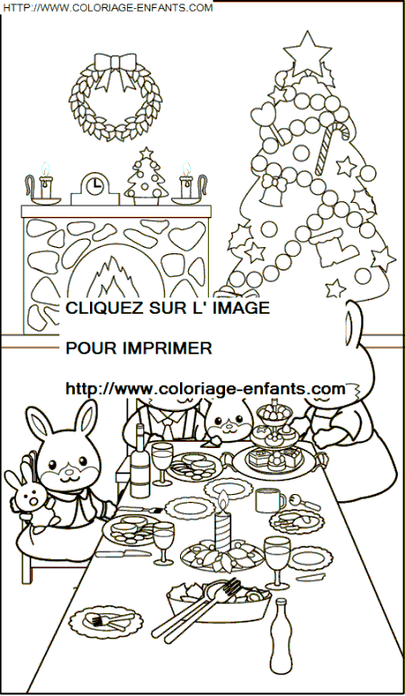 Christmas Dinner coloring - Christmas Dinner coloring pages to color ...